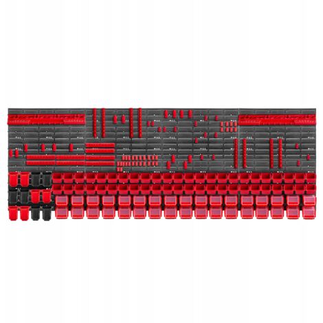 KADAX Werkstattwandregal, Wandplatten, 232 x 78 cm, Rot, 176 tlg.