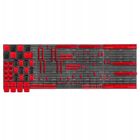 KADAX Werkstattwandregal, Wandplatten, 232 x 78 cm, Schwarz, 122 tlg.