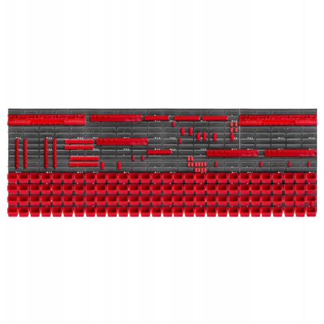 KADAX Werkstattwandregal, Wandplatten, 232 x 78 cm, Rot, 162 tlg.