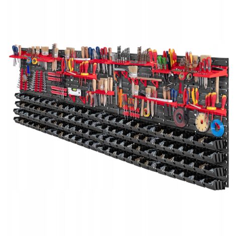 KADAX Werkstattwandregal, Wandplatten, 232 x 78 cm, Rot und Schwarz ...