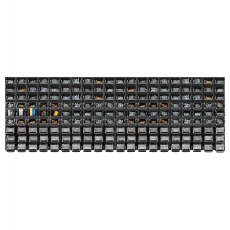 KADAX Werkstattwandregal, Wandplatten, 232 x 78 cm, Schwarz, 180 tlg.