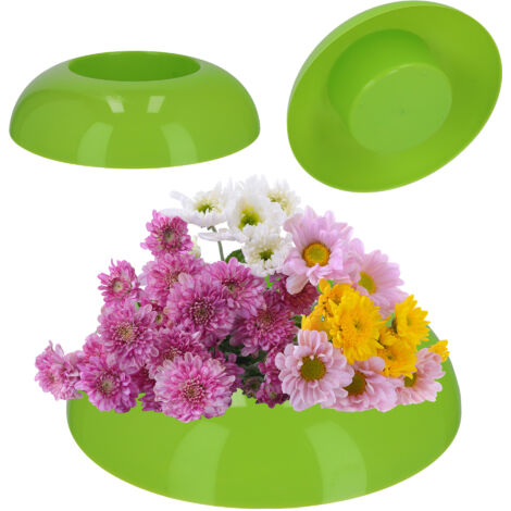 KADAX Ikebana aus Kunststoff, Blumentopf, Blumenschale, rund, 12 cm, Grün