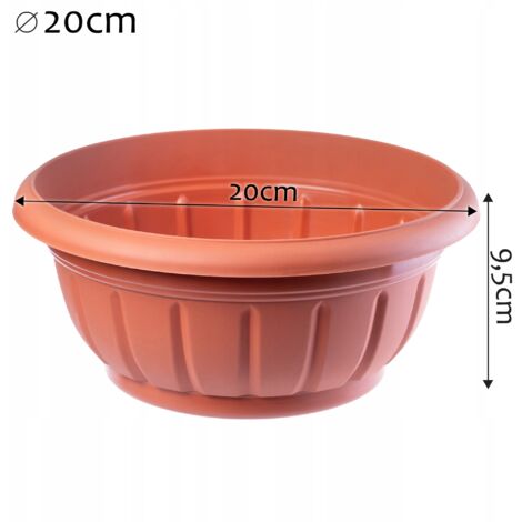 KADAX Blumenschale, rund, 20 cm, Terrakotta, 2 Stück