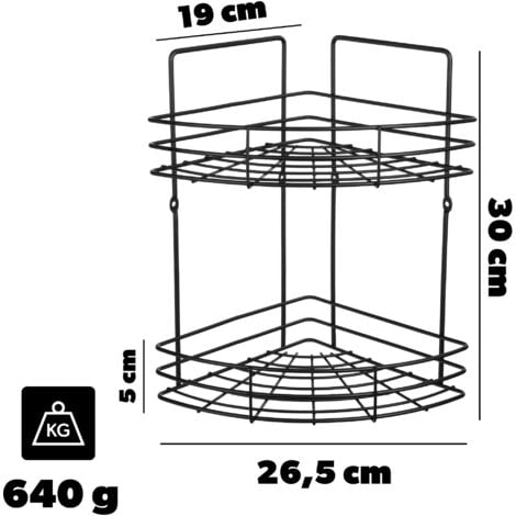 KADAX Badregal, Hängeregal, Duschregal, schwarz, 2 Ablagen, Loft, Metall