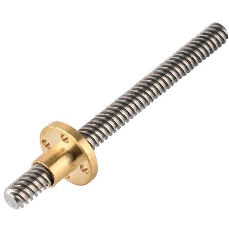 Eosnow T8 8 mm trapezfrmige Edelstahl-Gewindestange Leitspindel Messingmutter für 3D-Drucker 100 mm