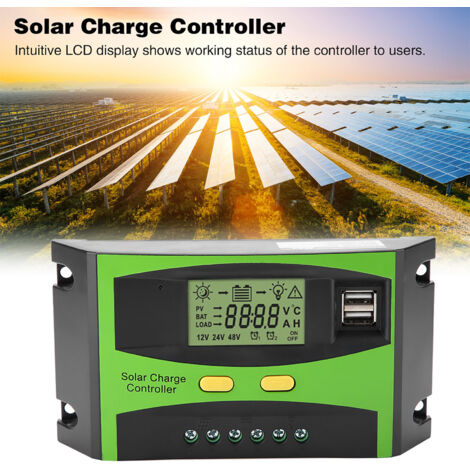 Contrôleur de charge de panneau solaire PWM Smart Dual USB avec écran LCD 12 V 24 V 20 A