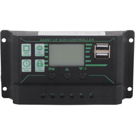 Régulateur de charge de panneau solaire PWM double écran LCD USB 30A 12V/24V pour Lampz30