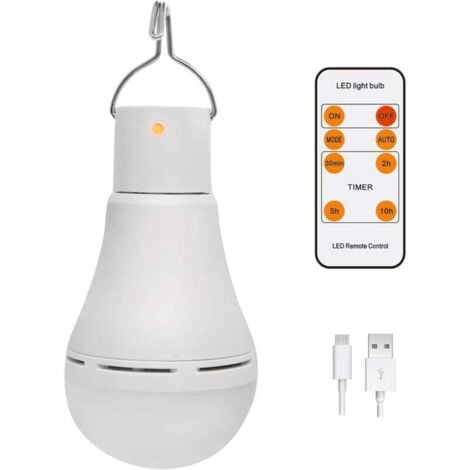 Ampoule rechargeable USB avec télécommande,7W LED dimmable,urgence camping extérieur