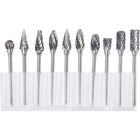 Lot de 10 fraises rotatives en carbure de tungstène avec tête de meulage pour outils rotatifs ...