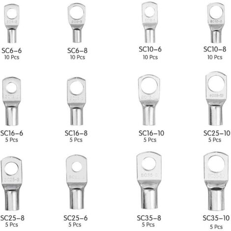 Lot de 80 cosses de câble électriques en cuivre étamé SC - Assortiment ...