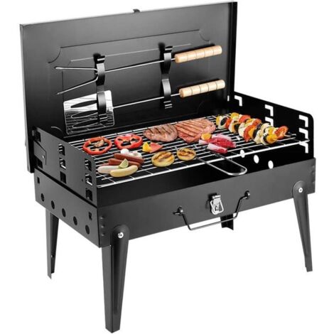 Barbecue au Charbon Mini Portable avec Support, Pliable Inox BBQ Grille ...