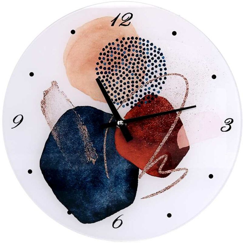 Reloj de vidrio abstracto blanco redondo ø30x4 cm