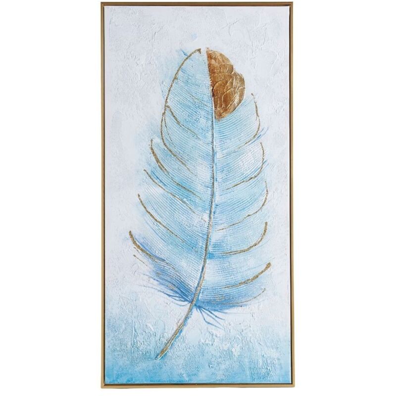 Cuadro diseño pluma en tela con marco dorado