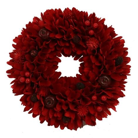 Corona con piñas de pino burdeos cm ø30h8