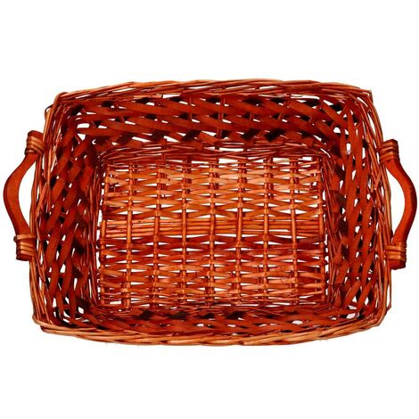 Cesta rectangular mimbre tejido nogal miel cm53x38h13