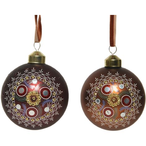 Bola navideña surtida marrón claro - marrón oscuro Ø8 cm