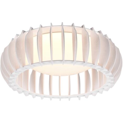 Plafón Redondo Madera Blanco Led 16,5w Dimmer Monte Trio Iluminación