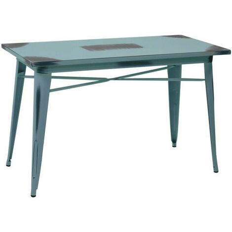 Mesa de hierro rectangular antigua bristol azul claro cm120x60h76