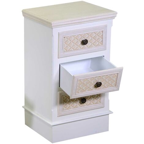 Mueble de madera Lausanne 3 cajones color crema cm37x30h64