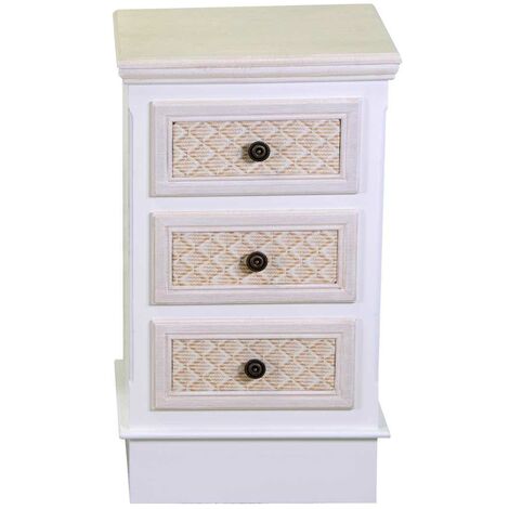 Mueble de madera Lausanne 3 cajones color crema cm37x30h64