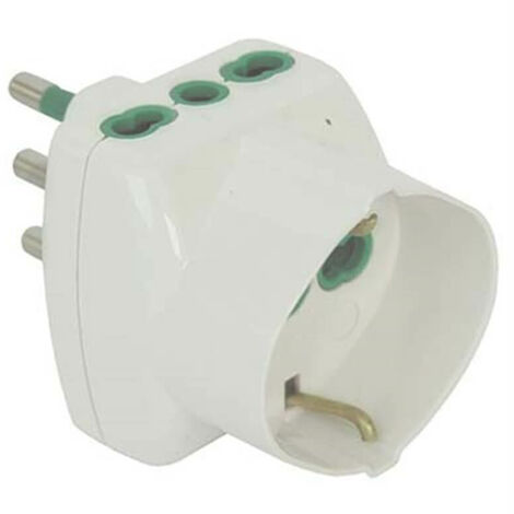 Adaptador triple bypass + Schuko FME blanco 2P+T