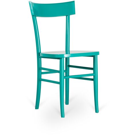 Silla de madera lacada turquesa 48x39x80h cm
