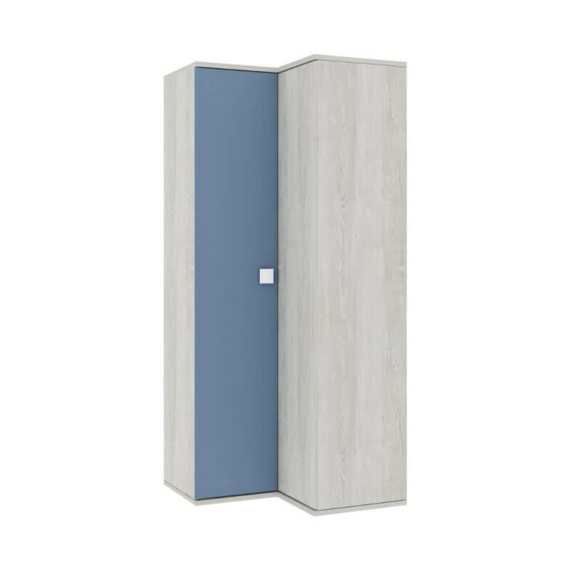 Eckgarderobe 98x96x223h getragenes Weiß Hellblau