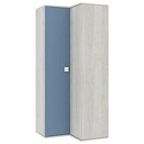 Eckgarderobe 98x96x223h getragenes Weiß Hellblau