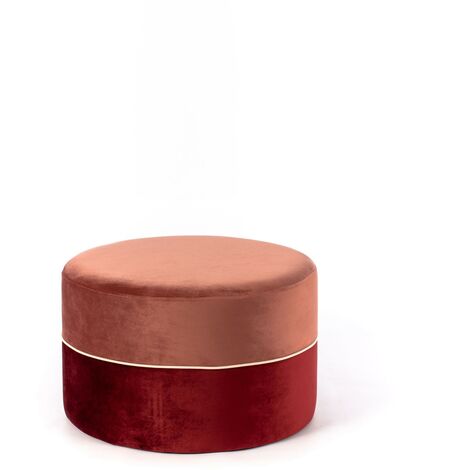 Samt Hocker in antikrosa und bordeaux mit Holzstruktur 62 x 62 x H 39 cm