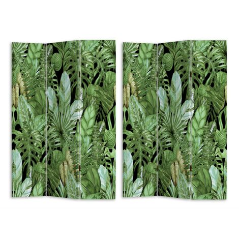 Grüner Blatt-Print Paravent 3-teilig 120,6x2,5xh180,6x2,5xh180