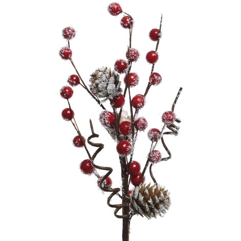 Zweig mit schneebedeckten Beeren H30 cm