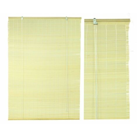 Rollladen aus Naturgeflecht mit Holzstange, Maße 120 x 300 x 12 cm.