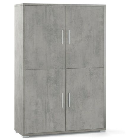 Viertüriges Sideboard mit vier Einlegeböden aus Holz Beton Cemento 108x41x H161 cm