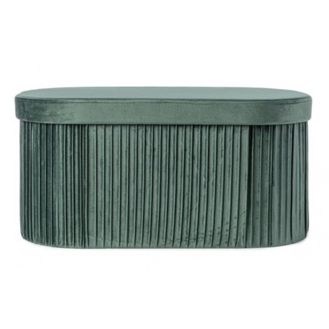 2x Pouf aus grünem Samt 76x38x38