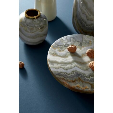 4x Vase Marsha weiß grau gold D.17x17h