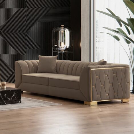 Braunes Sofa 80x170x95 cm mit goldenen Beinen