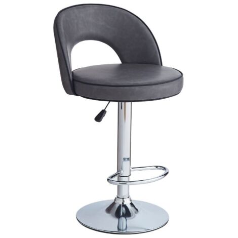 Hocker Lisa mit grauem Kunstleder und Edelstahlbeinen 600x300x240