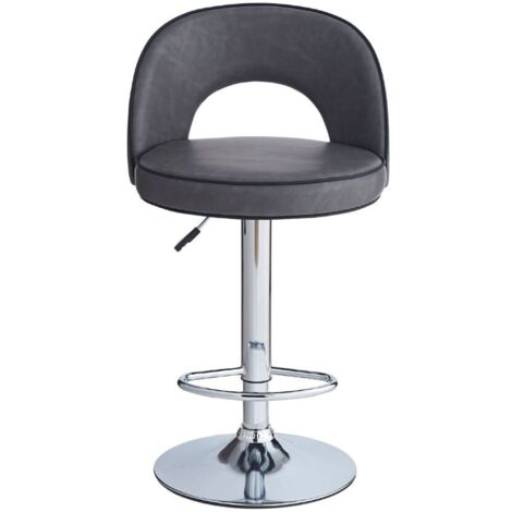 Hocker Lisa mit grauem Kunstleder und Edelstahlbeinen 600x300x240