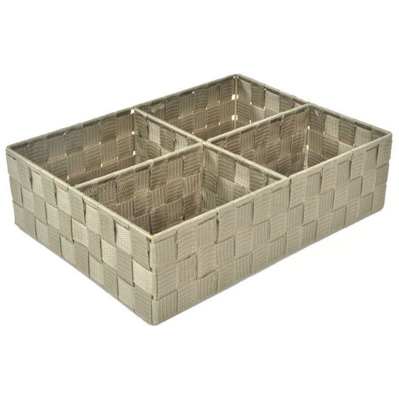 Caisson en polyester taupe 4 compartiments 37x27x10cm