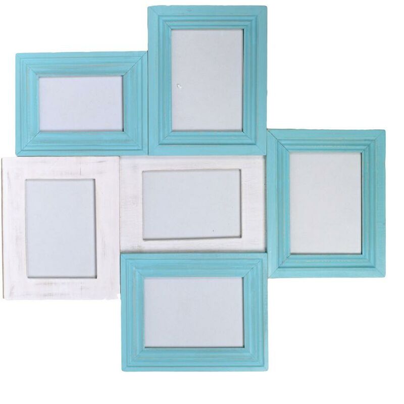 Cadre photo mural multiple en bois 6p cm60x3h63,2