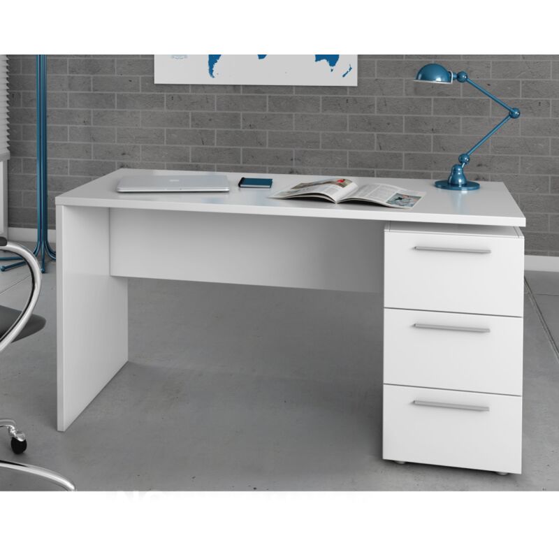 KIT SCRIVANIA STYLUS C/CASSETTIERA 138X60X74 B.CO LAC.