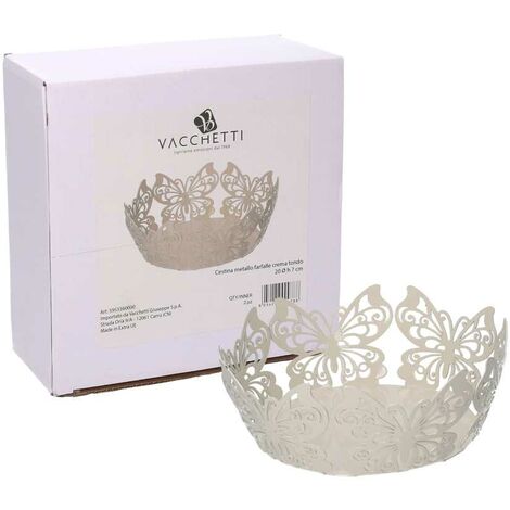Cestina métal papillon crème rond ø20h7