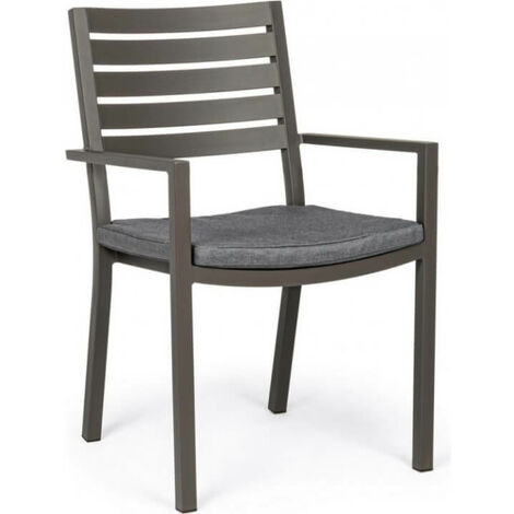 Chaise en aluminium café Helina avec coussins