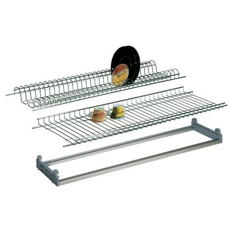 Kit égouttoir à vaisselle chromé encastrable orientable et plateau 76x25 cm