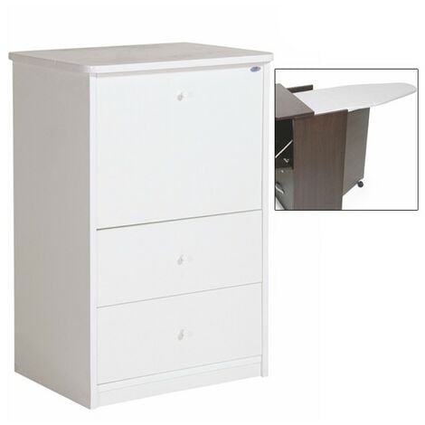 Meuble avec table à repasser Tiroirs en bois mélaminé blanc cm 44x57xH.89