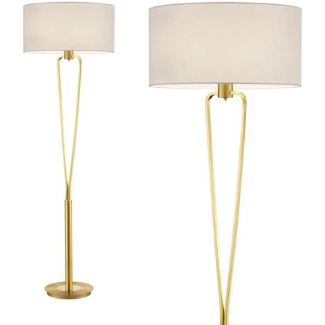 Lampadaire Paris II Brass avec abat-jour Trio Lighting Blanc
