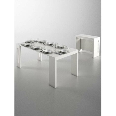 Table console transformable blanche