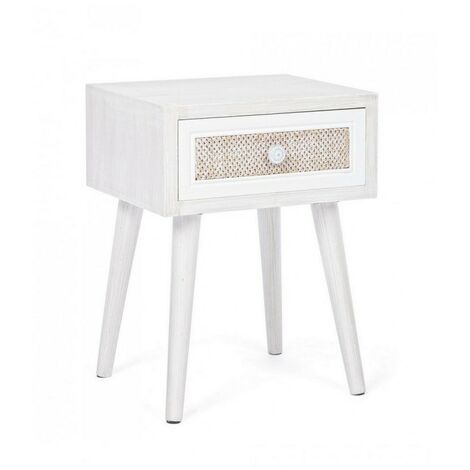 Table de chevet en MDF un tiroir Blanc MONTIEL 35x30x h46,5 cm