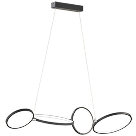 Rondo Suspension 4 Cercles Led Noir L110 cm Trio Lighting