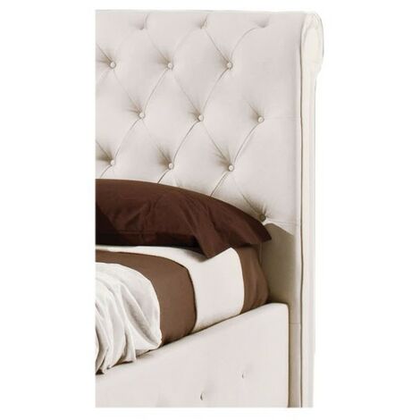 Lit simple et demi avec conteneur en éco-cuir blanc 140x223xh.120 cm